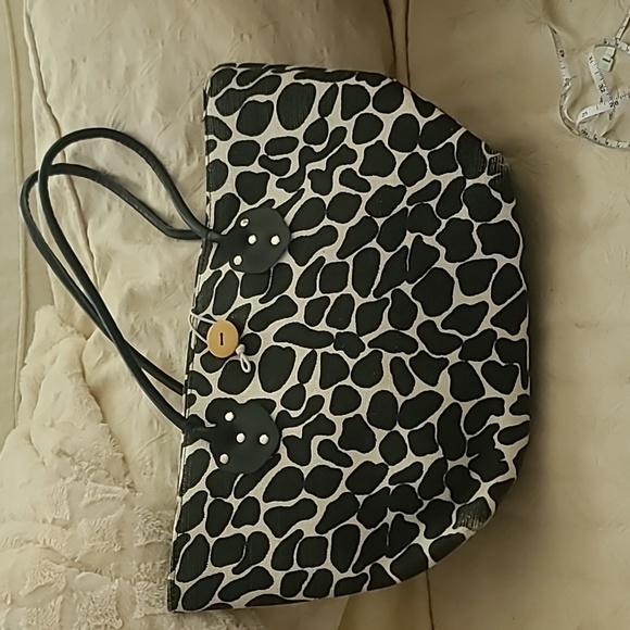Unbranded | Bags | Large Tote Bag Black White Animal Print Button ...